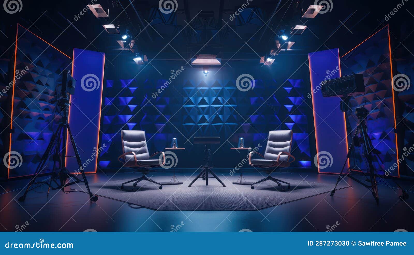 The Modern Podcast and Streaming Studio with Led Panels Background for ...