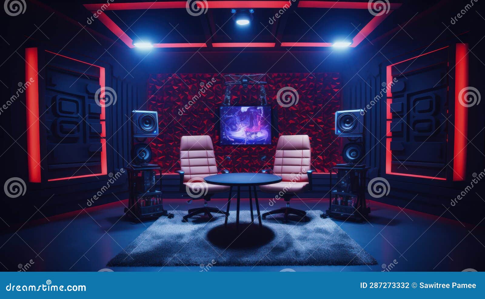 The Modern Podcast and Streaming Studio with Led Panels Background for ...