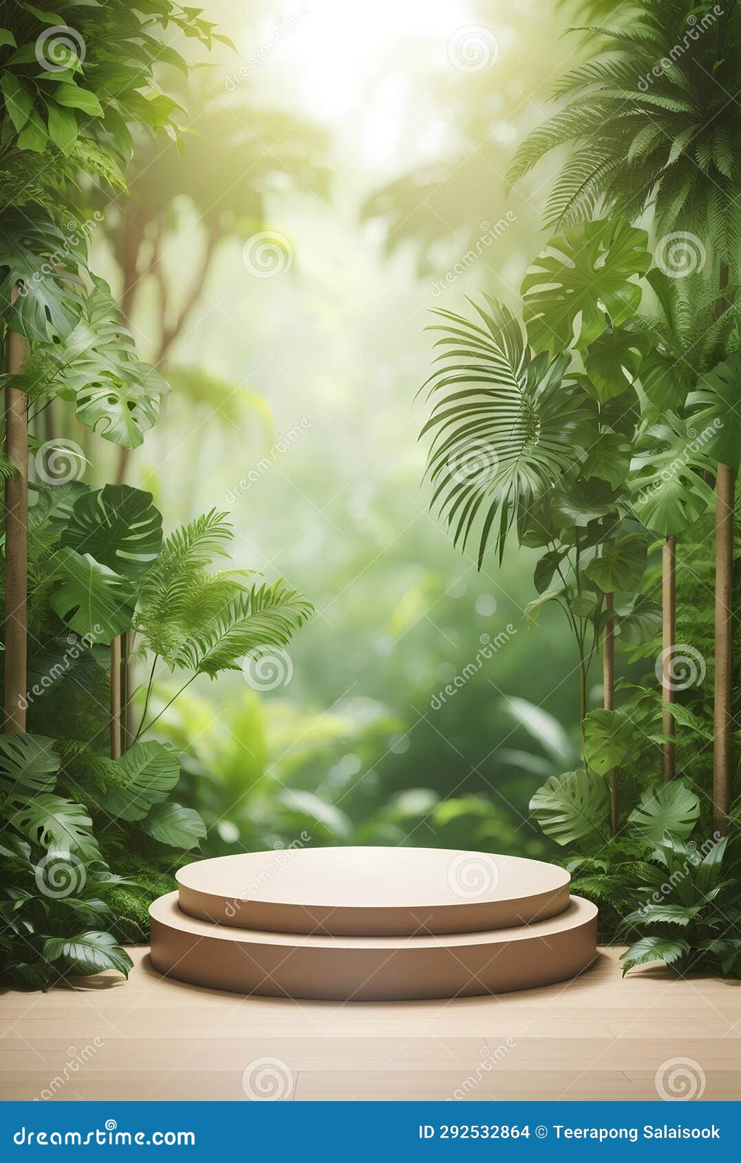 Modern Podium with Green Nature Background Stock Illustration ...