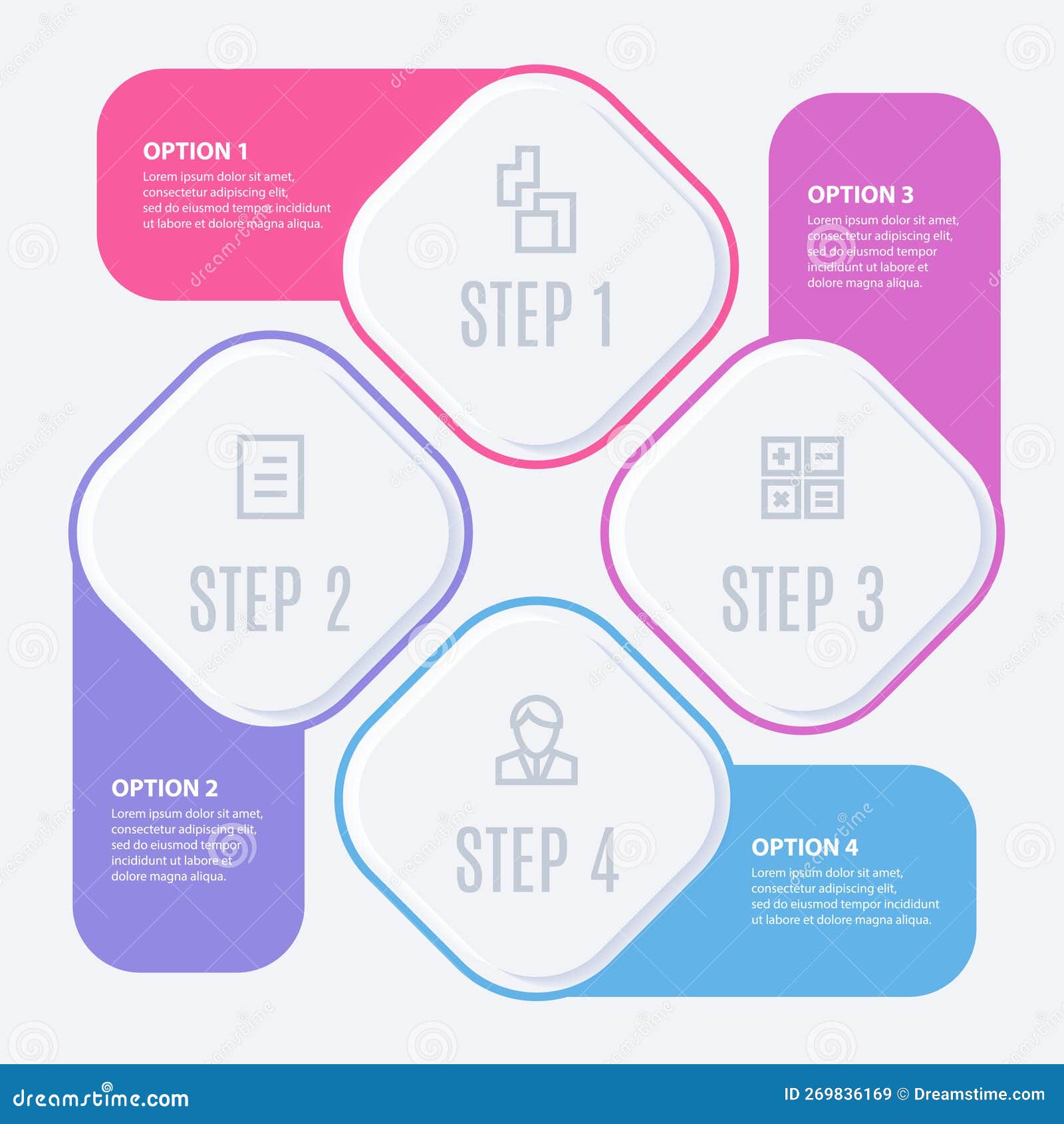 Modern 4 Point Infographic Template for Presentation. Vector Clipart ...