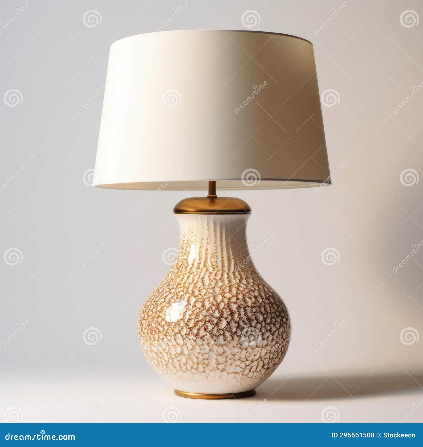Modern Pointillist Lamp With Beige Shade And Shiny Bumpy Texture Stock ...
