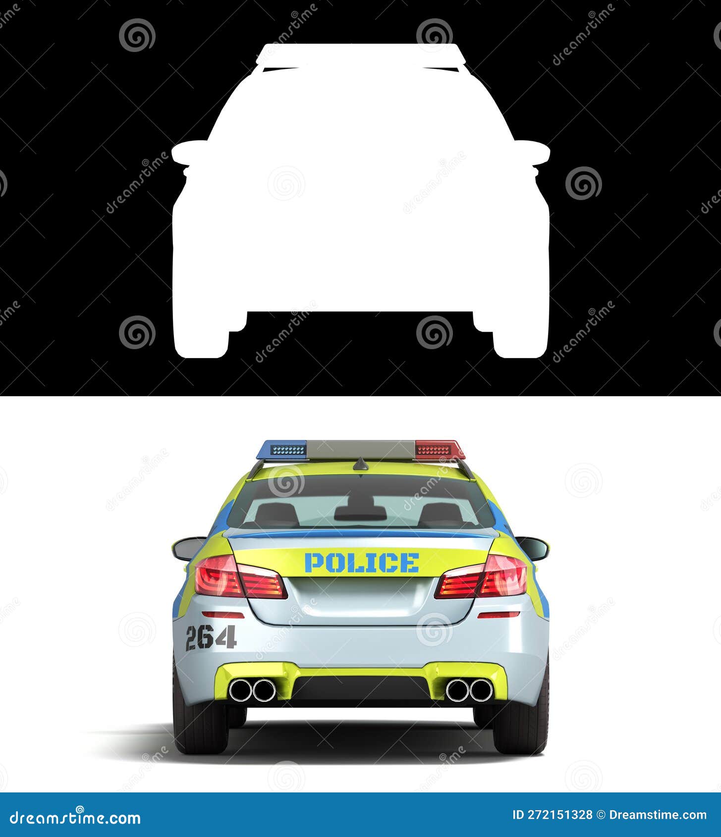 Modern Police Car Back View 3d Remdr on White with Alpha Stock ...