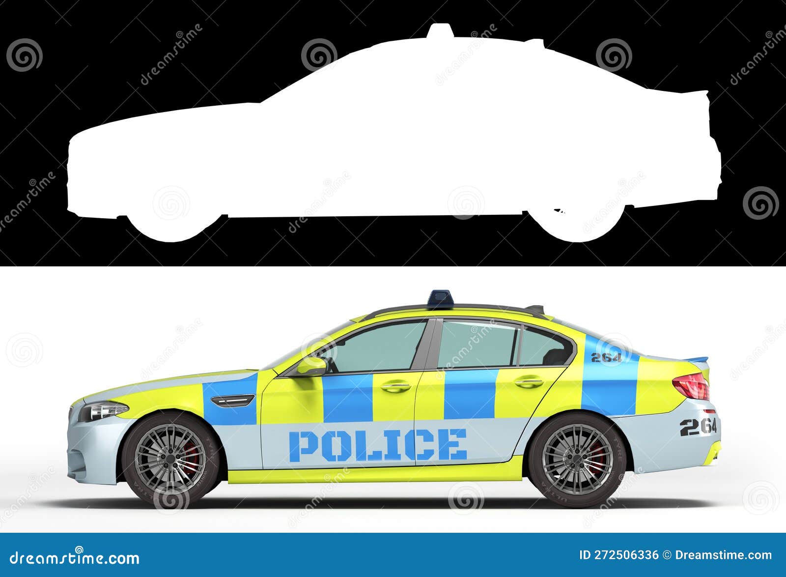 Modern Police Car Left View 3d Remdr on White with Alpha Stock Photo ...