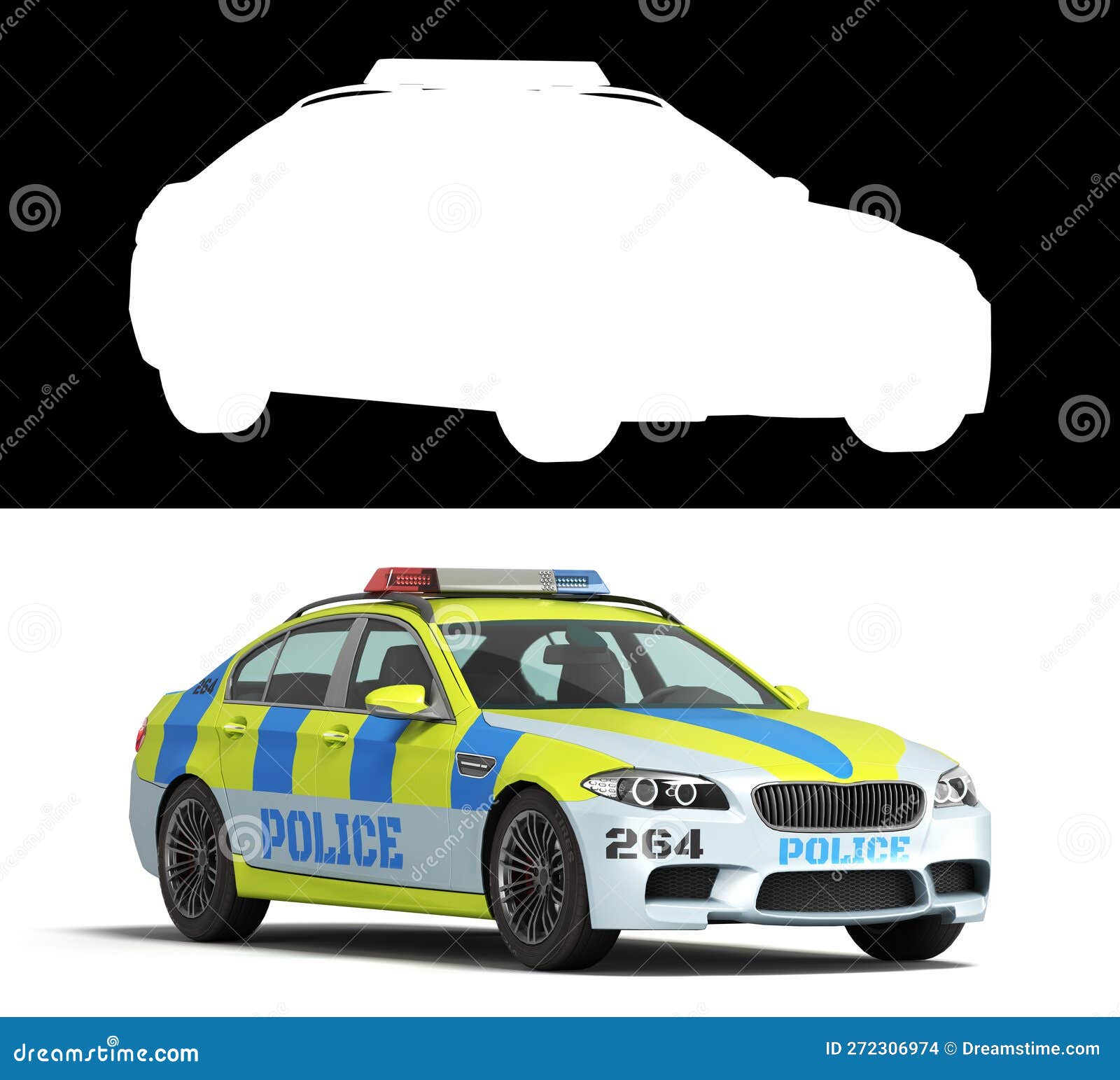 Modern Police Car Perspective View 3d Remdr on White with Alphga Stock ...