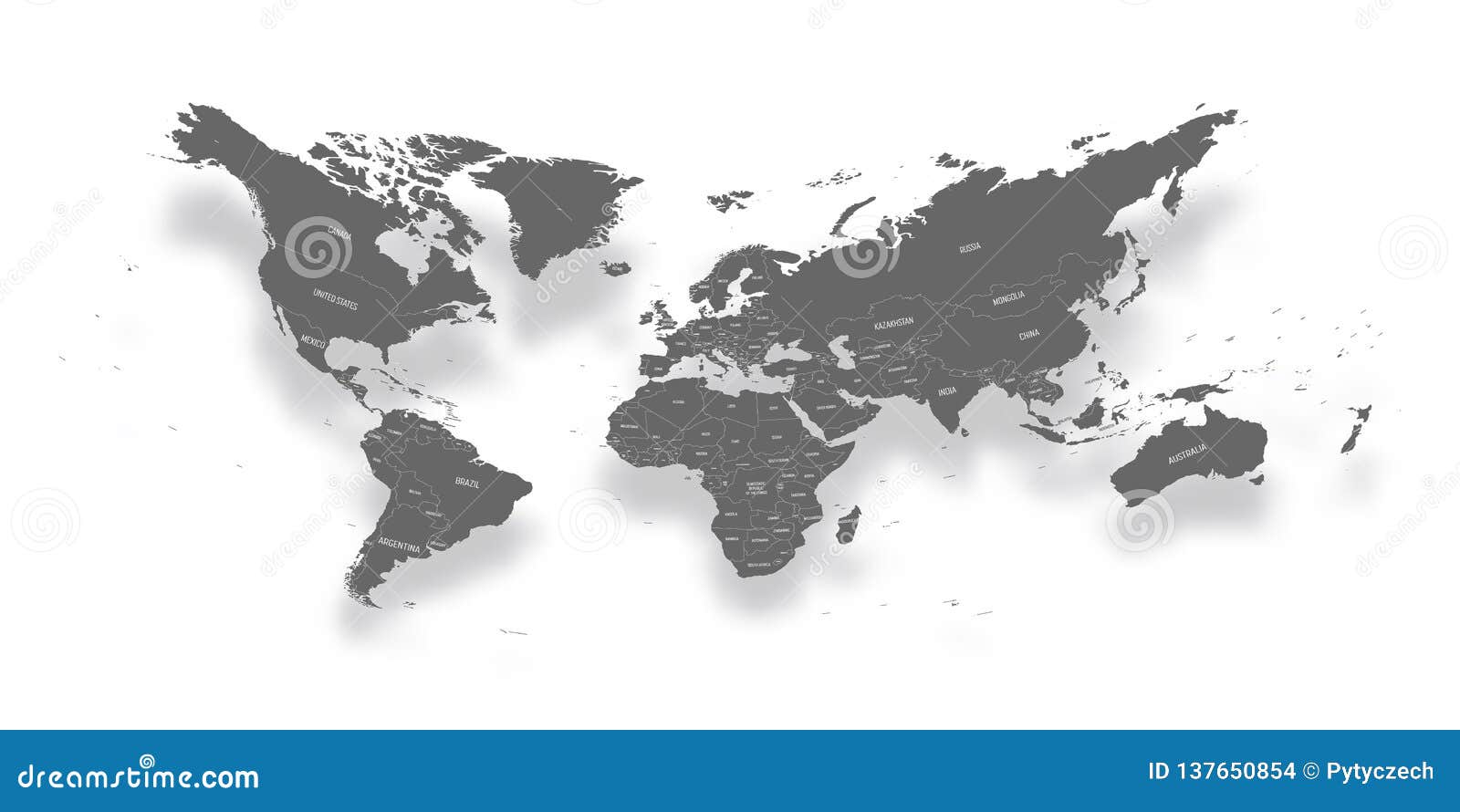 Modern Political Map of World. Distorted Design with Bent Corners and ...