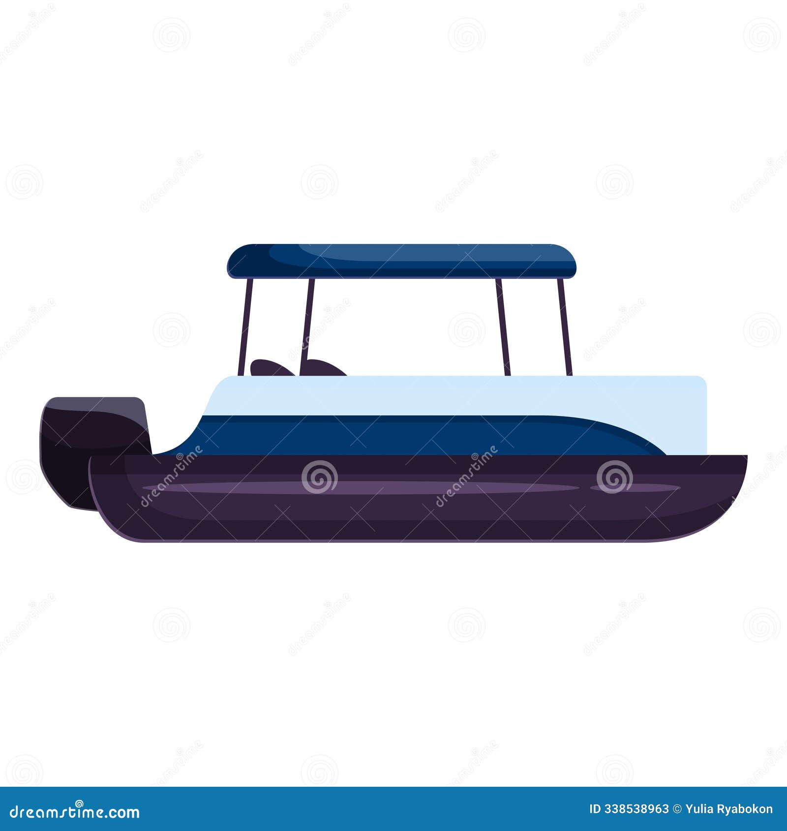 Modern Pontoon Boat Floating on Water Side View Stock Vector ...