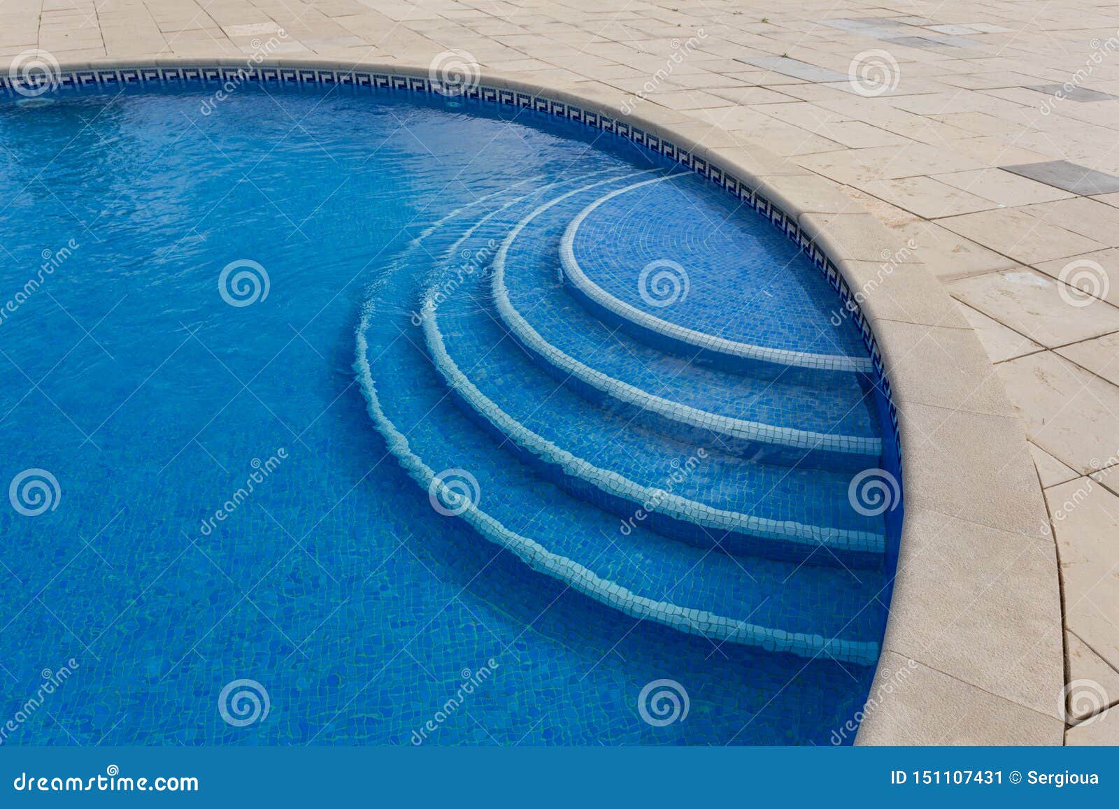 Modern Pool with Round Steps. Close Up. Stock Image - Image of cool ...
