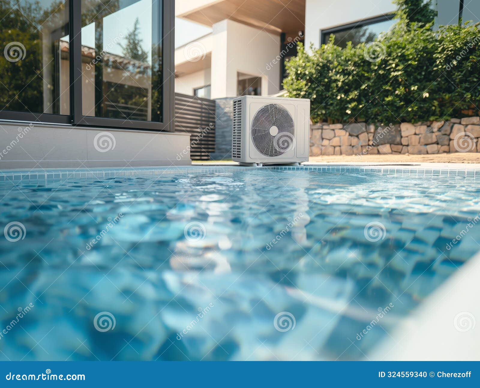 Modern Poolside with Air Conditioning Unit Stock Photo - Image of unit ...