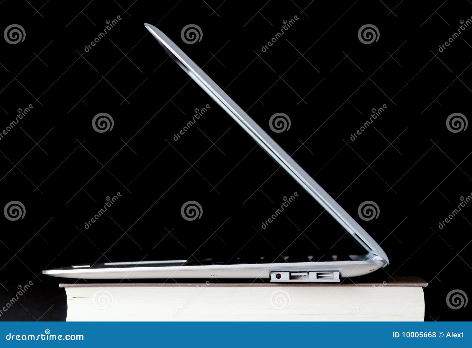 Modern Portable Computer and Book Stock Photo - Image of black ...