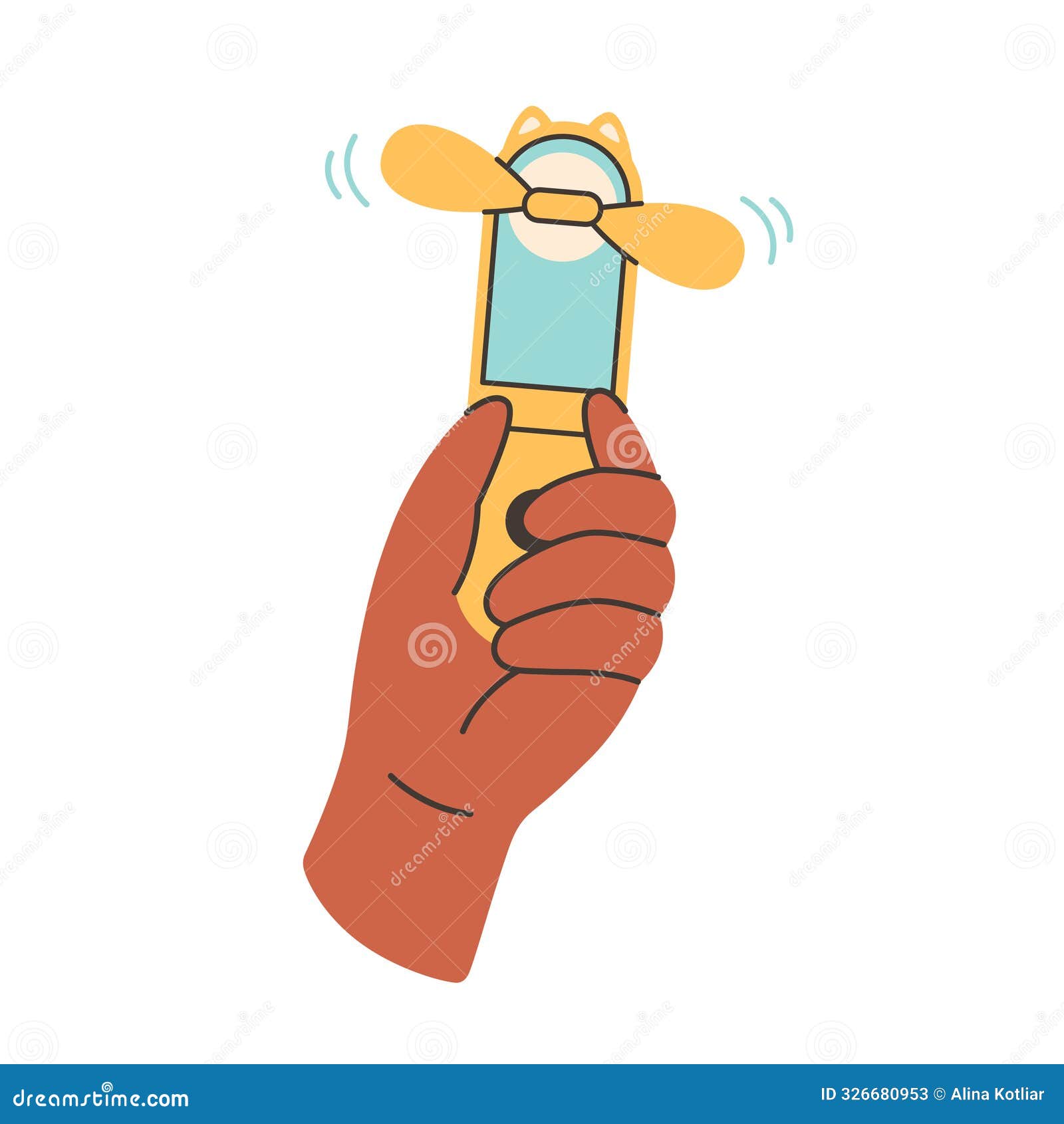 Modern Portable Fan. Table Fan, Hand Fan. Mini Electric Fan. Vector ...