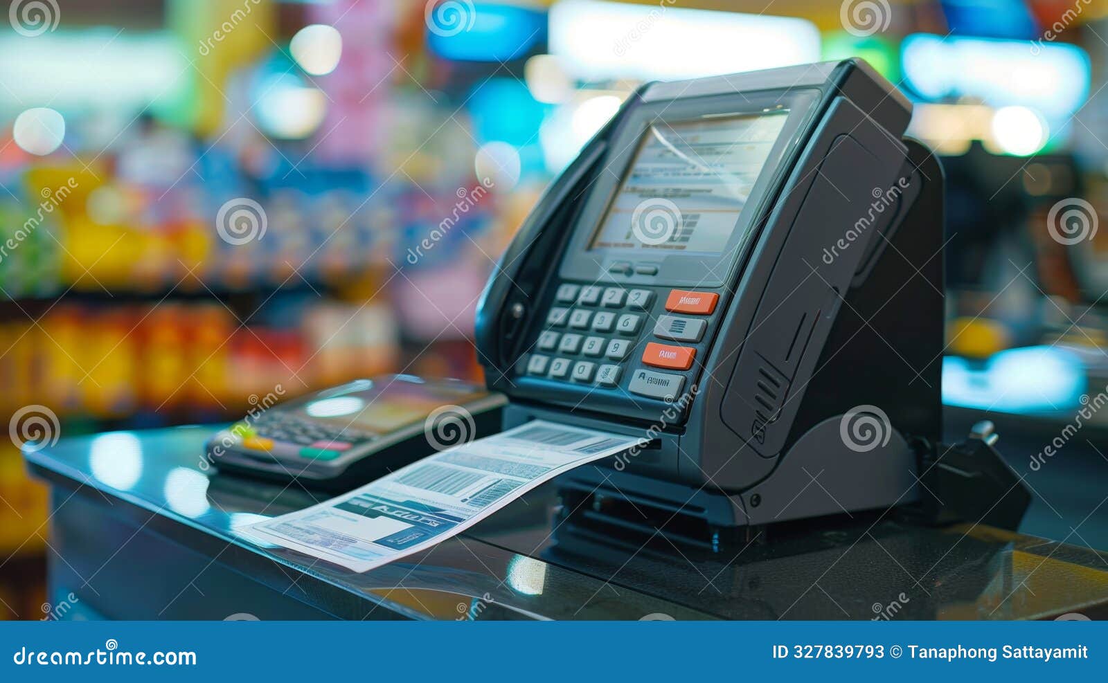 A Modern POS System with a Receipt Printing Out Symbolizing Retail ...