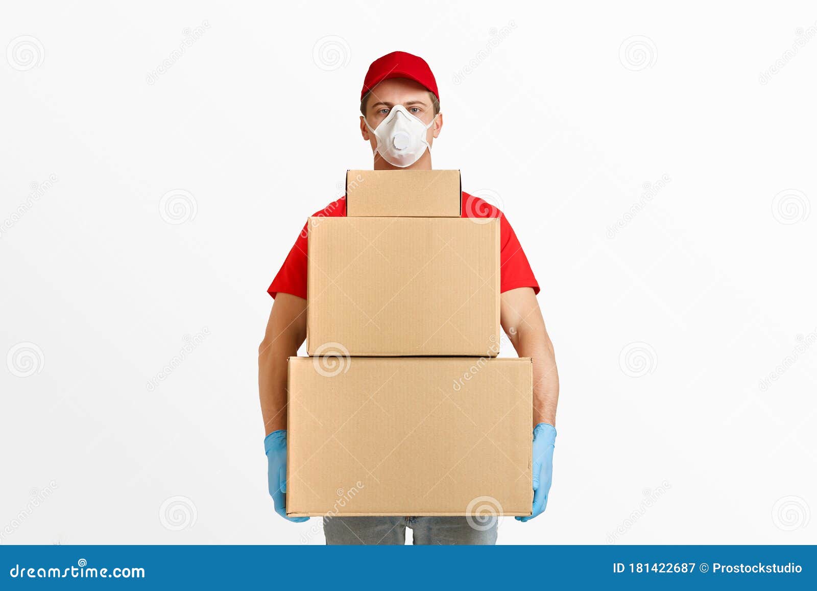 Modern Post. Courier Quickly Delivers Many Packages Stock Image - Image ...