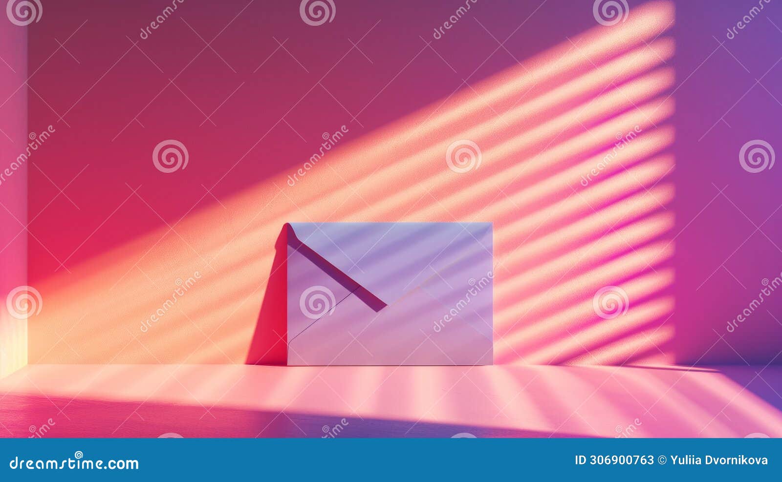 Modern Postal Aesthetic Envelope on Pink Background with Shadows. Copy ...