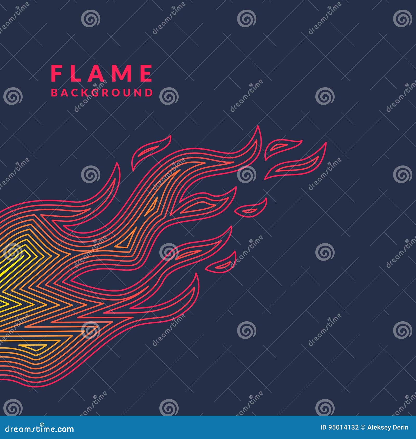 Modern Poster with the Flame from Lines in Minimalistic Flat Style on ...