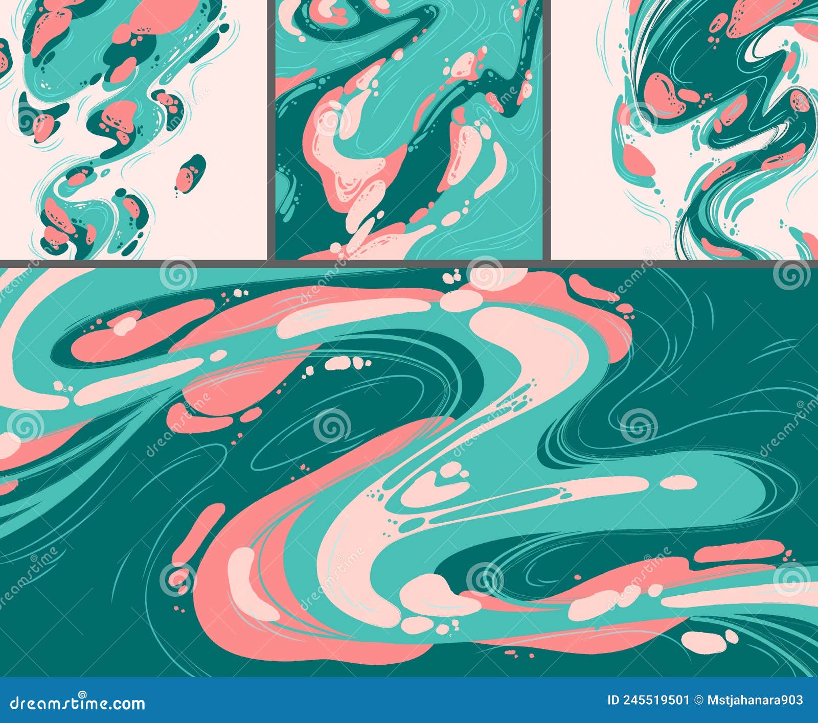 Modern Posters with Abstract Fluid Pattern Stock Vector - Illustration ...
