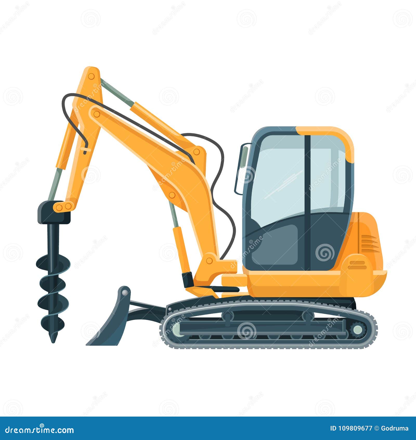 Drilling Machine Realistic Gradient Background Cartoon Vector ...