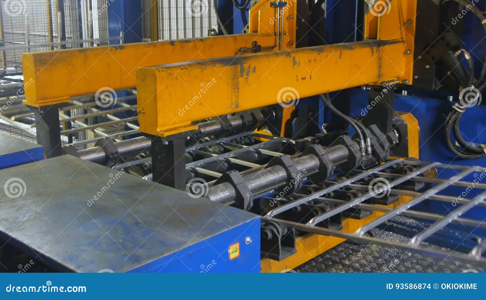 Modern Powerful Press Machine Bends Fast Metal Grid Stock Footage ...