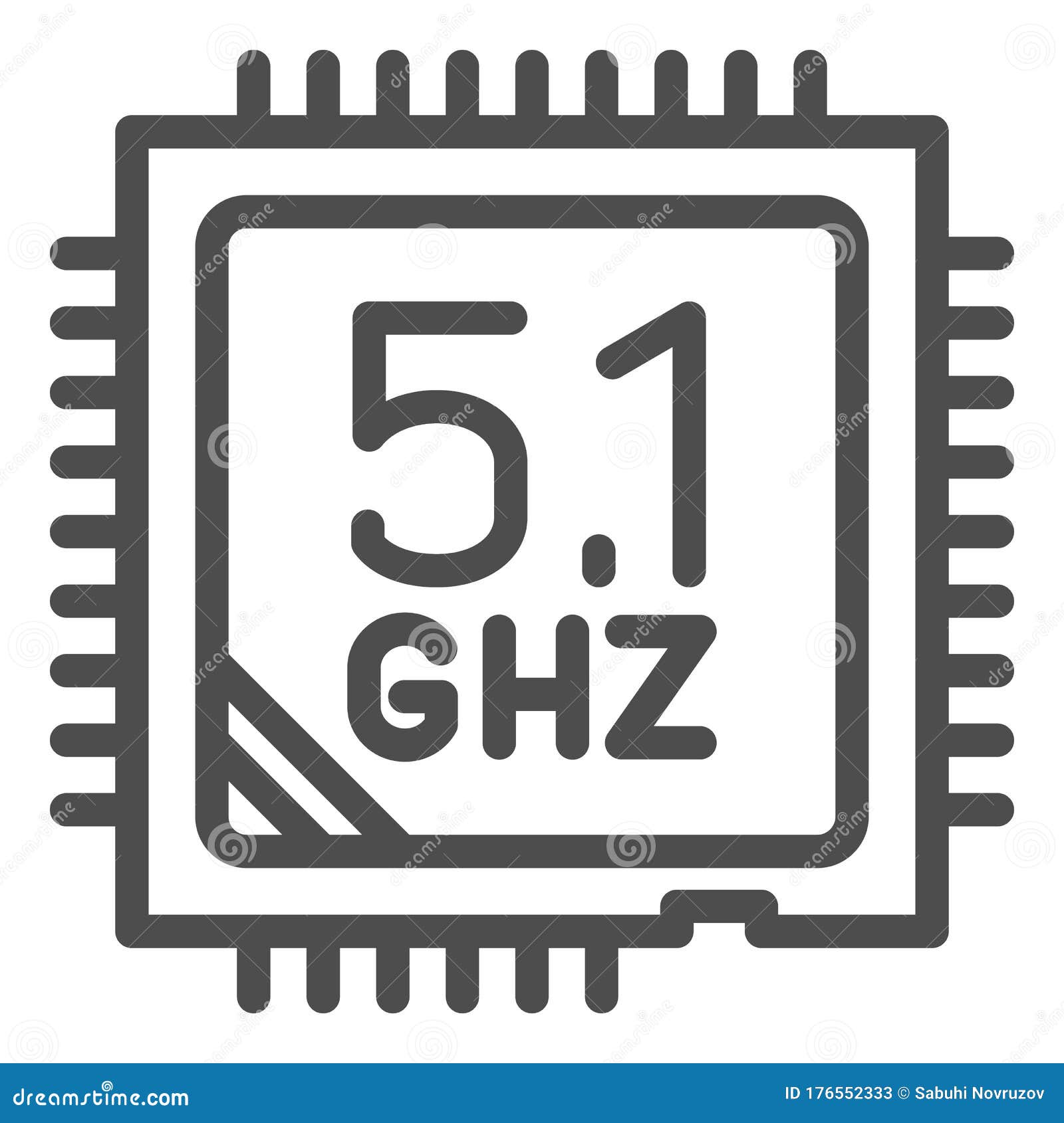 Modern Powerful Processor Line Icon. Computer Microchip, CPU Overlock ...