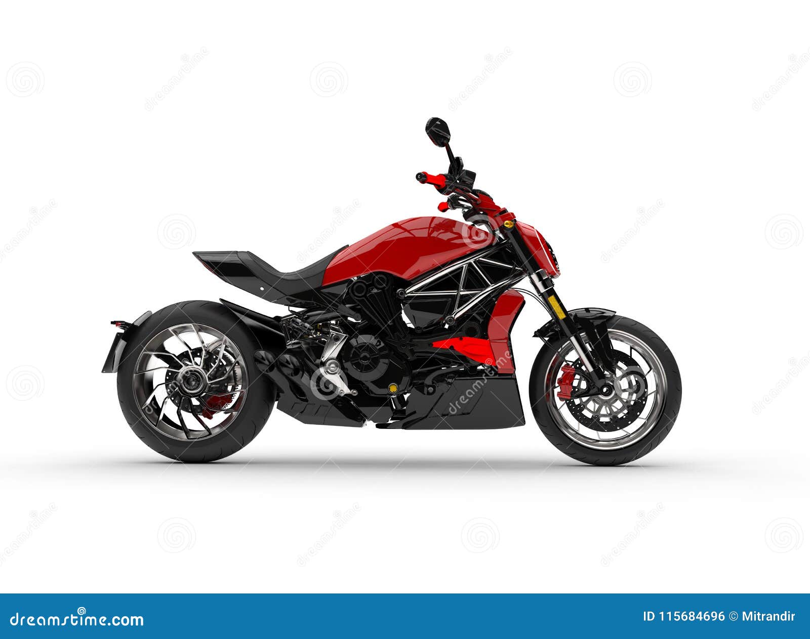 Modern Powerful Red Motorcycle - Side View Stock Illustration ...