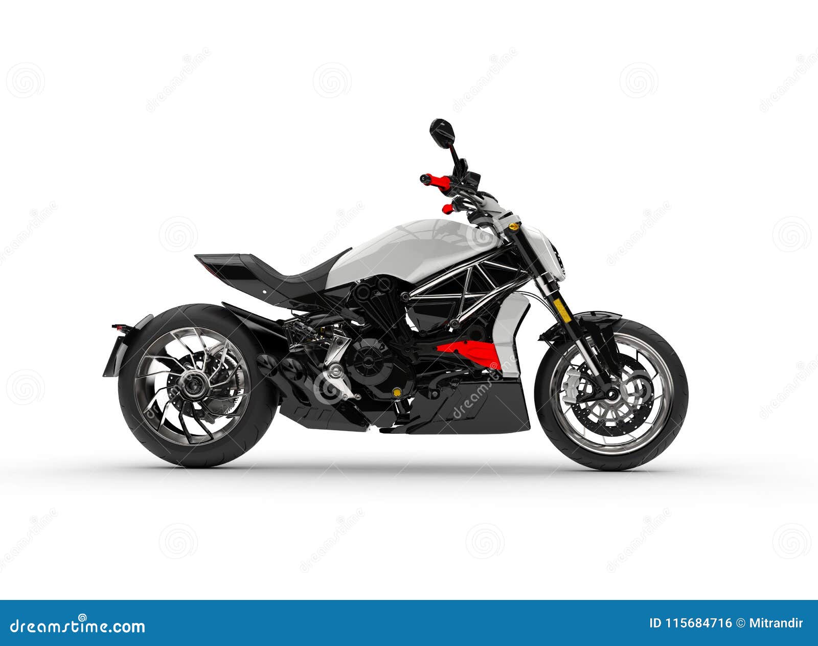 Modern Powerful White Motorcycle - Side View Stock Illustration ...