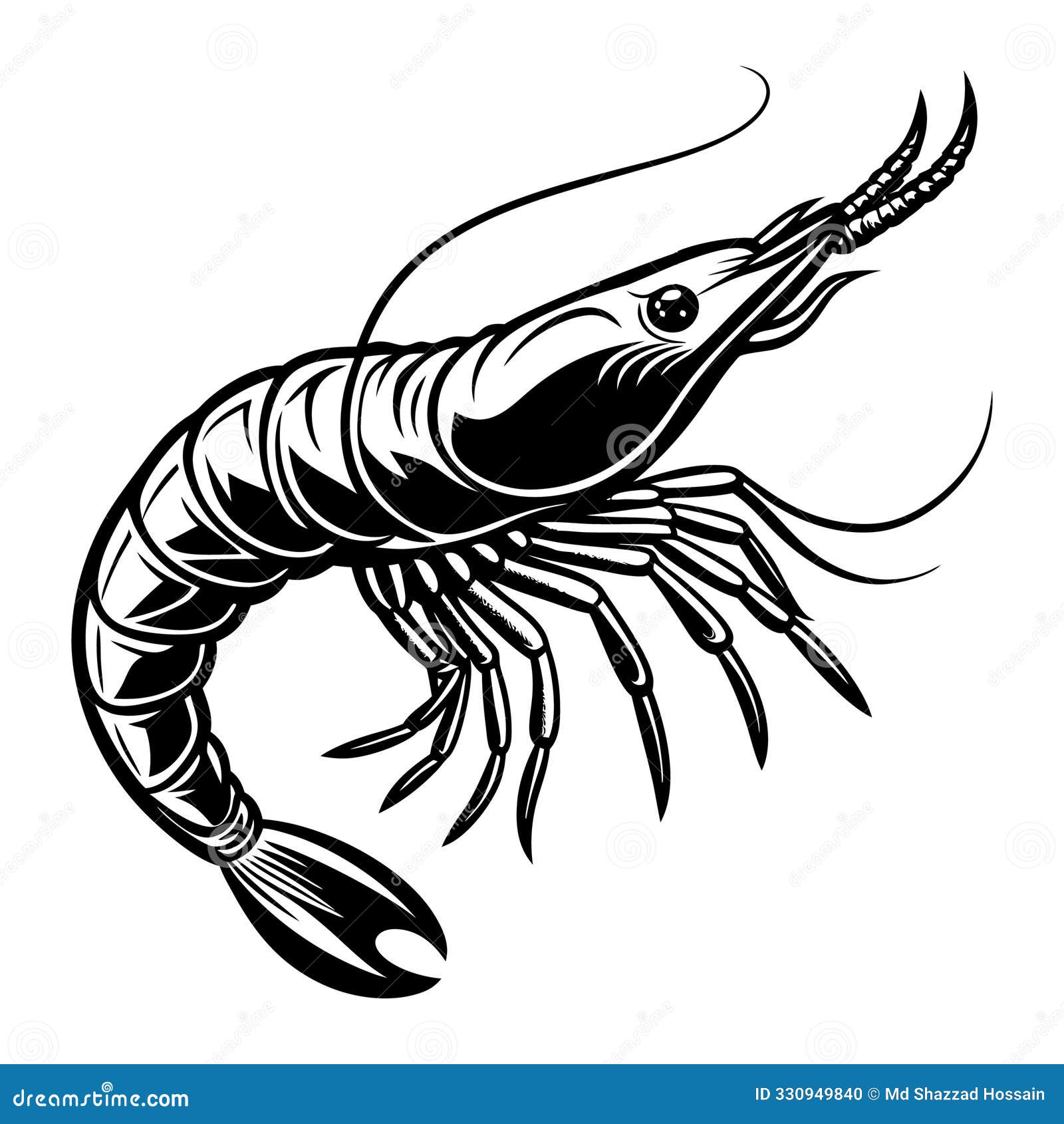 Modern Prawn Vector Illustration Silhouette Stock Vector - Illustration ...