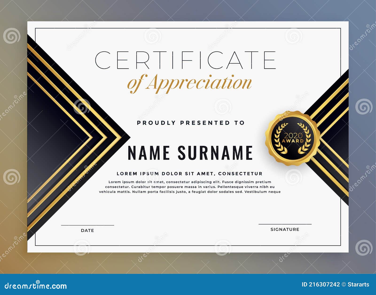 Modern Premium Golden Certificate Template Design Stock Vector ...
