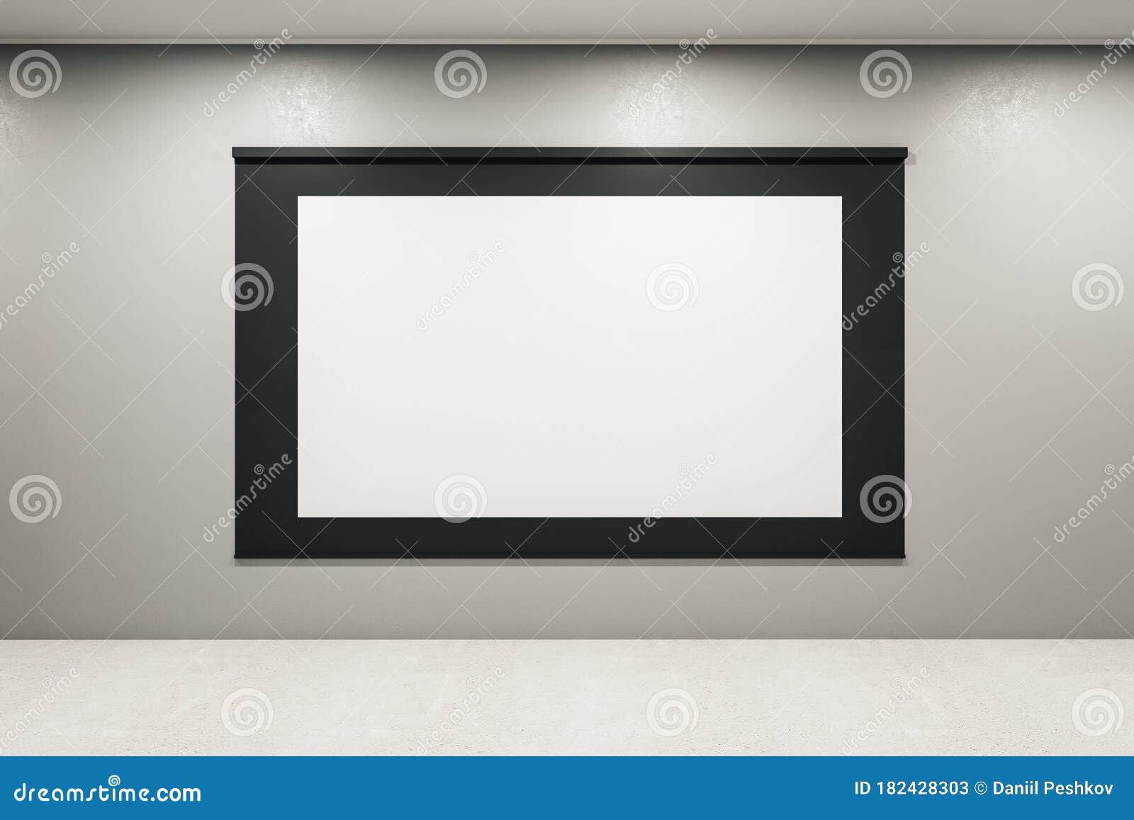 Modern Presentation Interior with Blank White Screen Stock Illustration ...