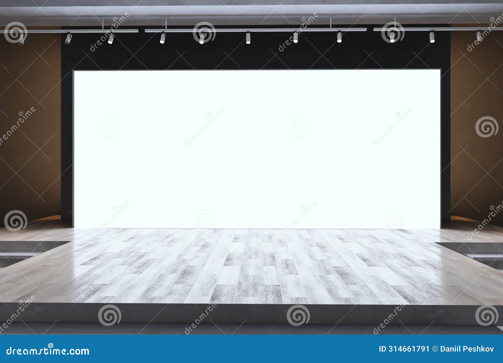 Modern Presentation Stage With A Prominent Blank White Screen And ...