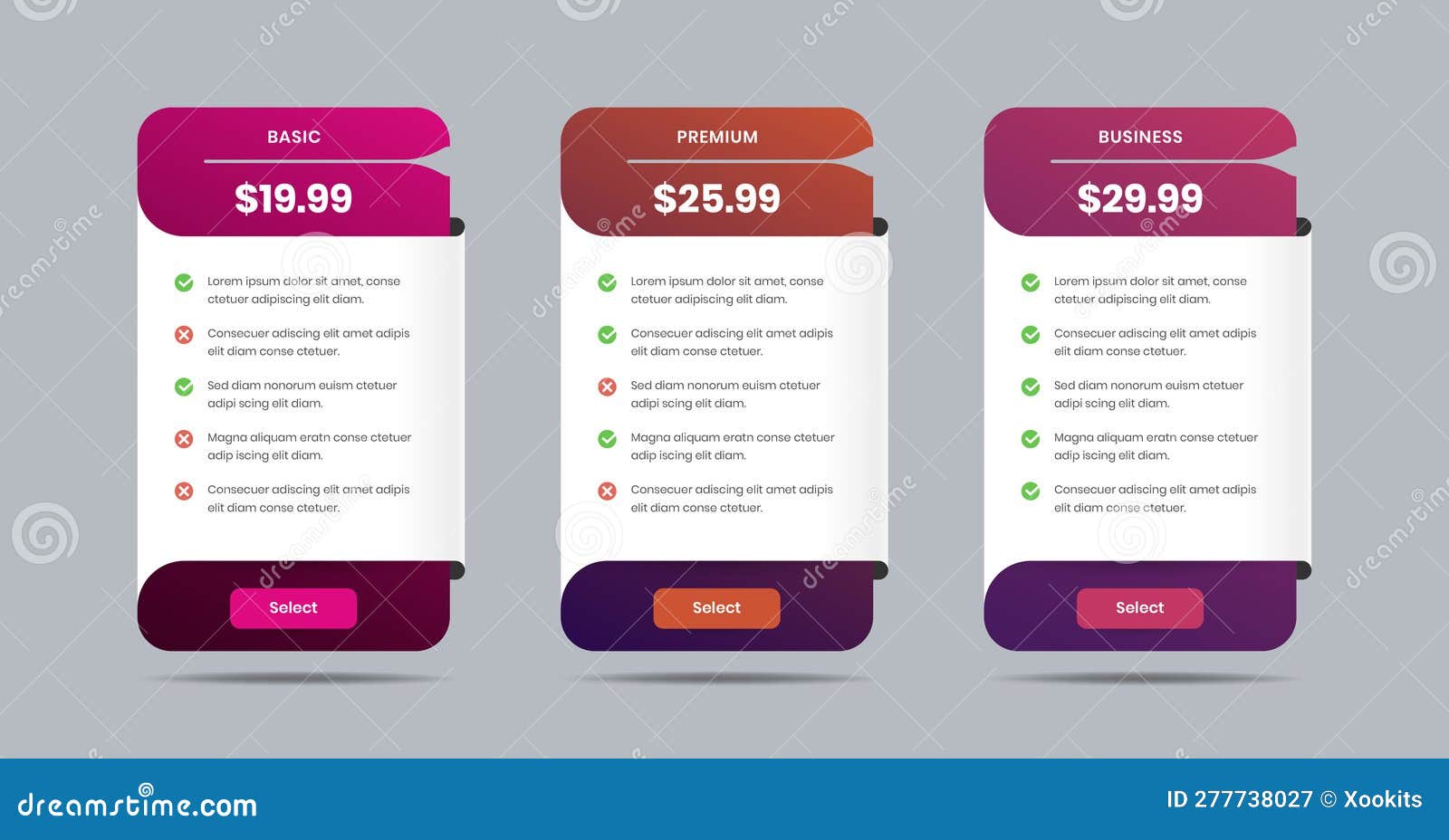 Modern Pricing Comparison Table With Four Subscription Plans And Place ... Modern Pricing Comparison Table With Four Subscription Plans And Place ...