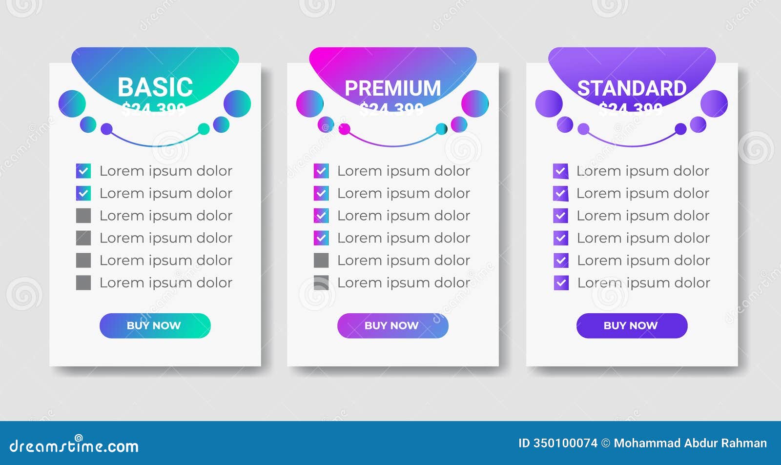 Modern Pricing Plans Template Elements Vector. Isolated Pricing or ...