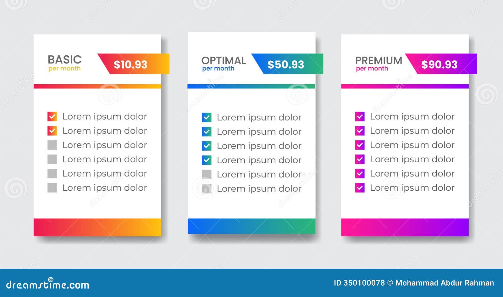 Modern Pricing Comparison Table With Various Subscription Plans Vector ... Modern Pricing Comparison Table With Various Subscription Plans Vector ...