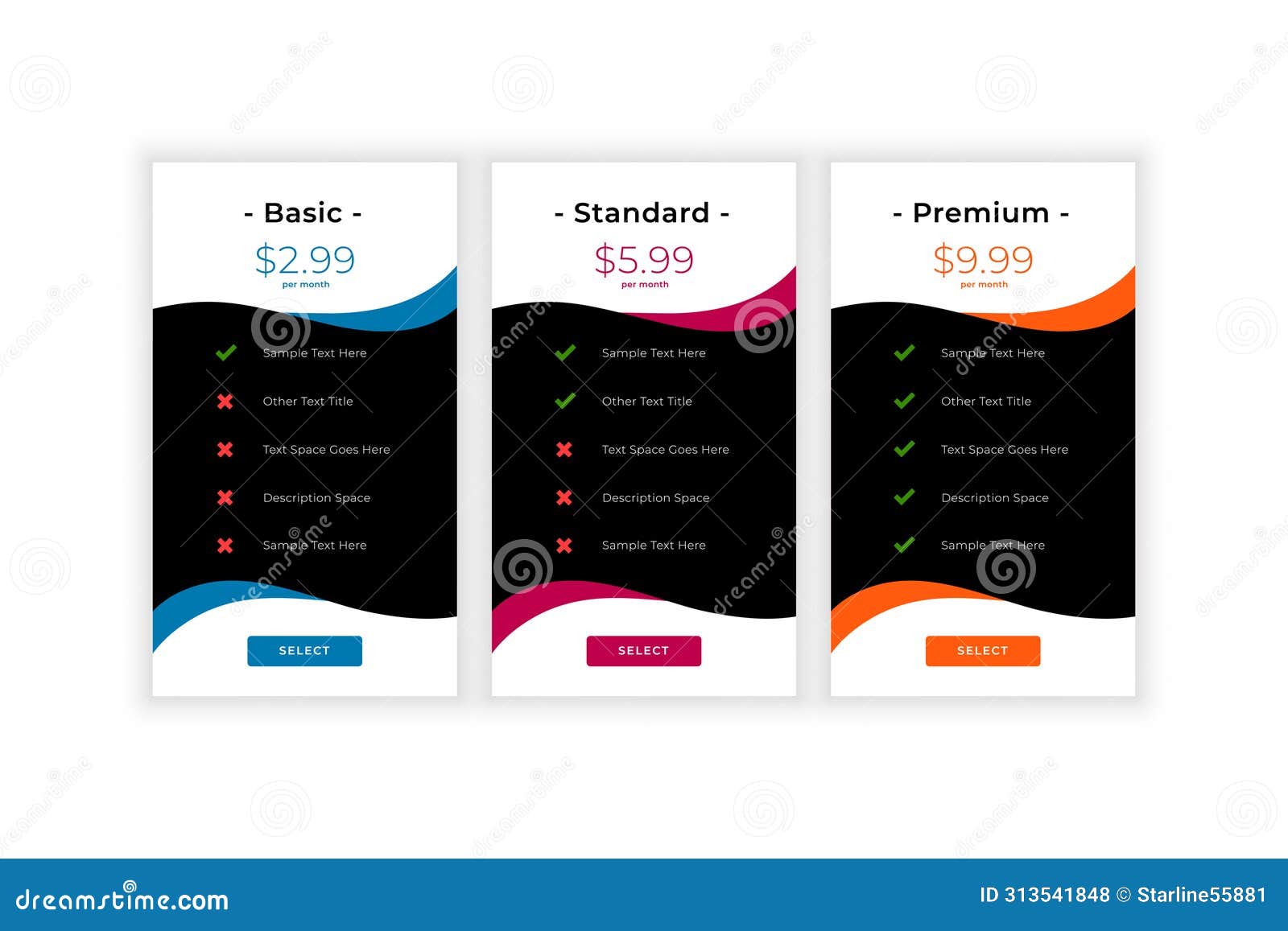 Modern Pricing Table Comparison Business Template Stock Vector ...