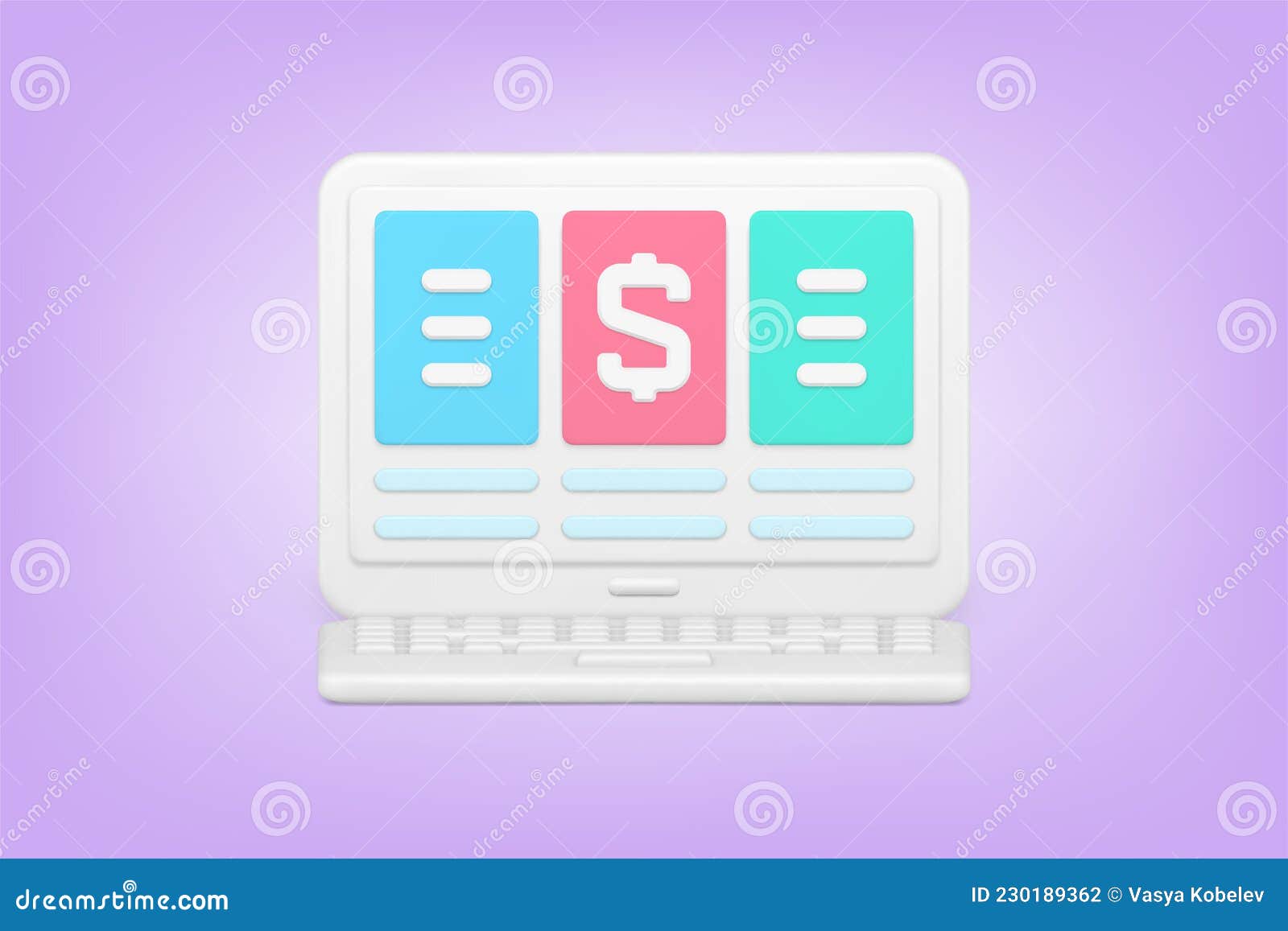 Modern Pricing Table on Laptop Screen 3d Icon Stock Vector ...