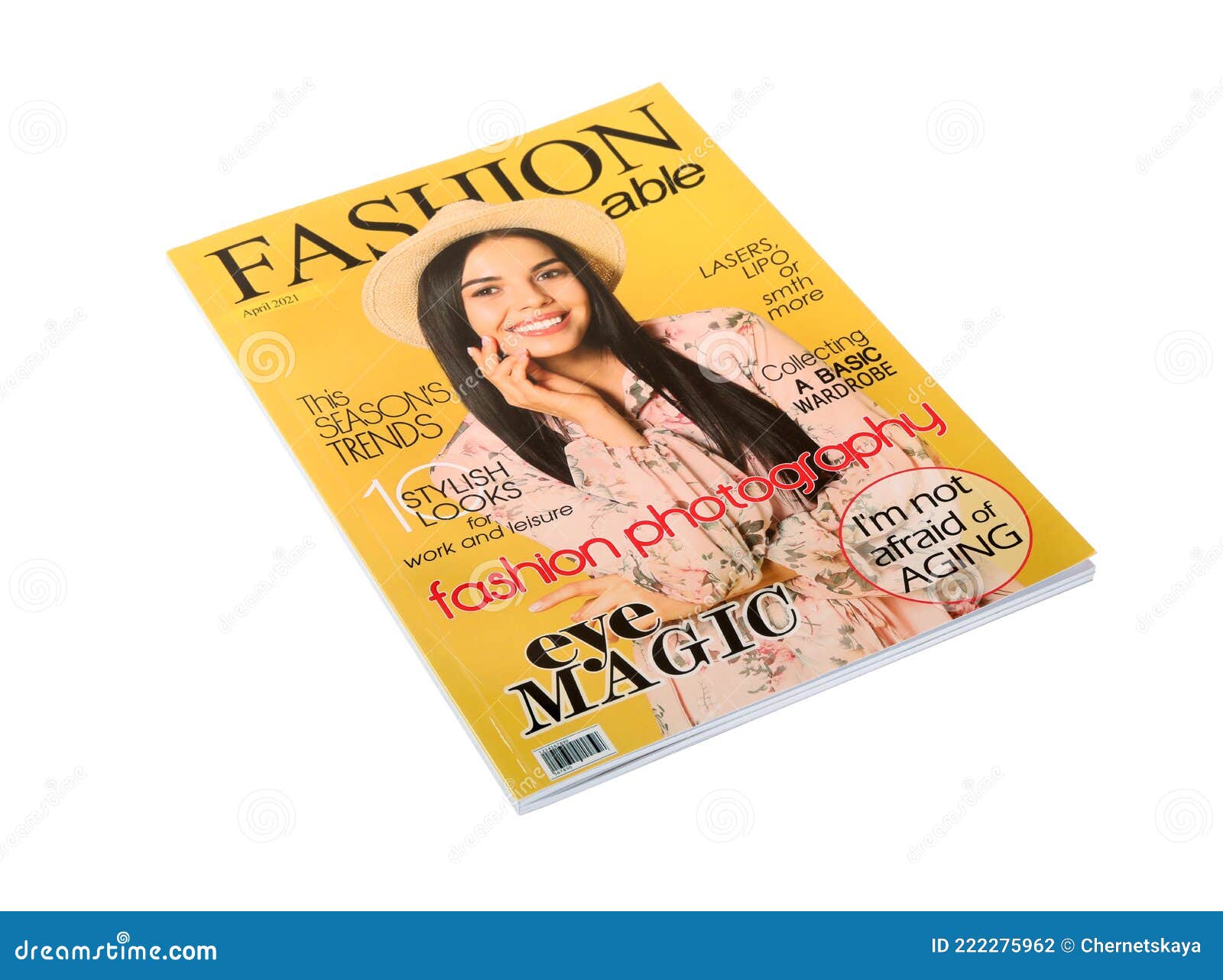 Modern Printed Fashion Magazine on White Stock Photo - Image of female ...