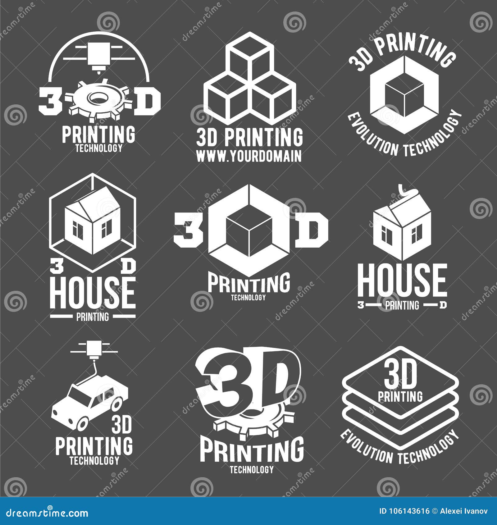 Modern Printer Badges, Logotypes and Icons Stock Vector - Illustration ...