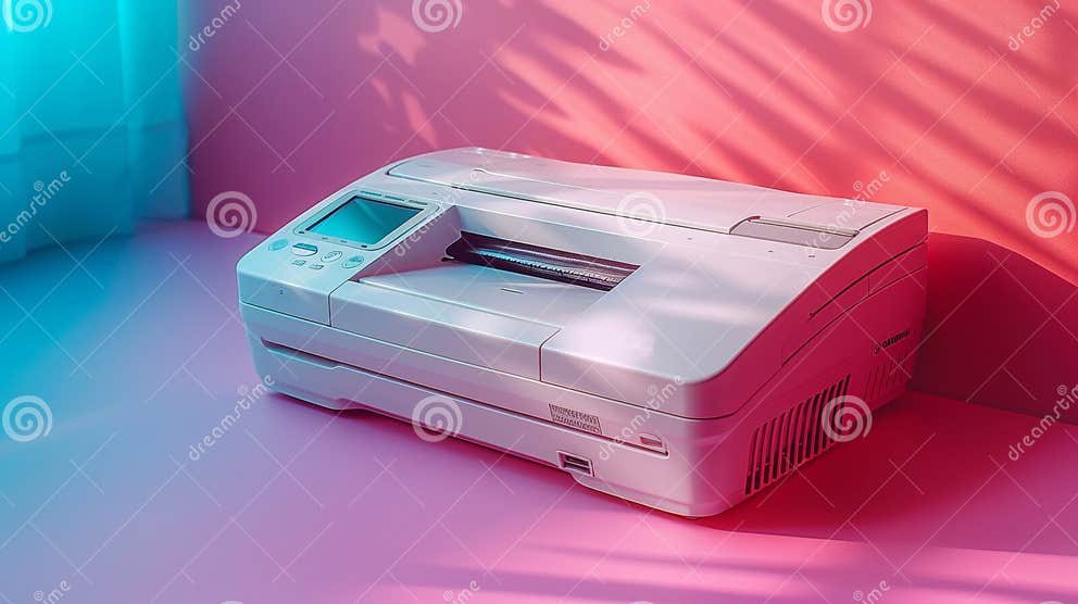 Modern Printer Copier Machine on Colorful Background with Shadows Stock ...