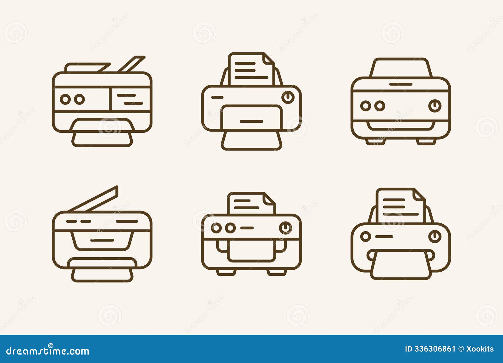 Modern Printer and Photocopy Machine Illustration Line Icon Set Design ...