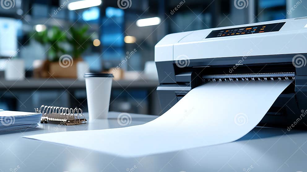 Modern Printer Printing Document in Contemporary Office Environment ...