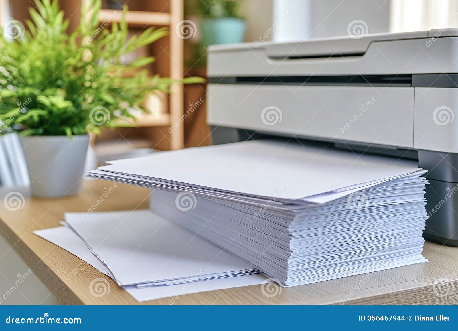 Modern Printer and Stack of Paper Stock Illustration - Illustration of ...