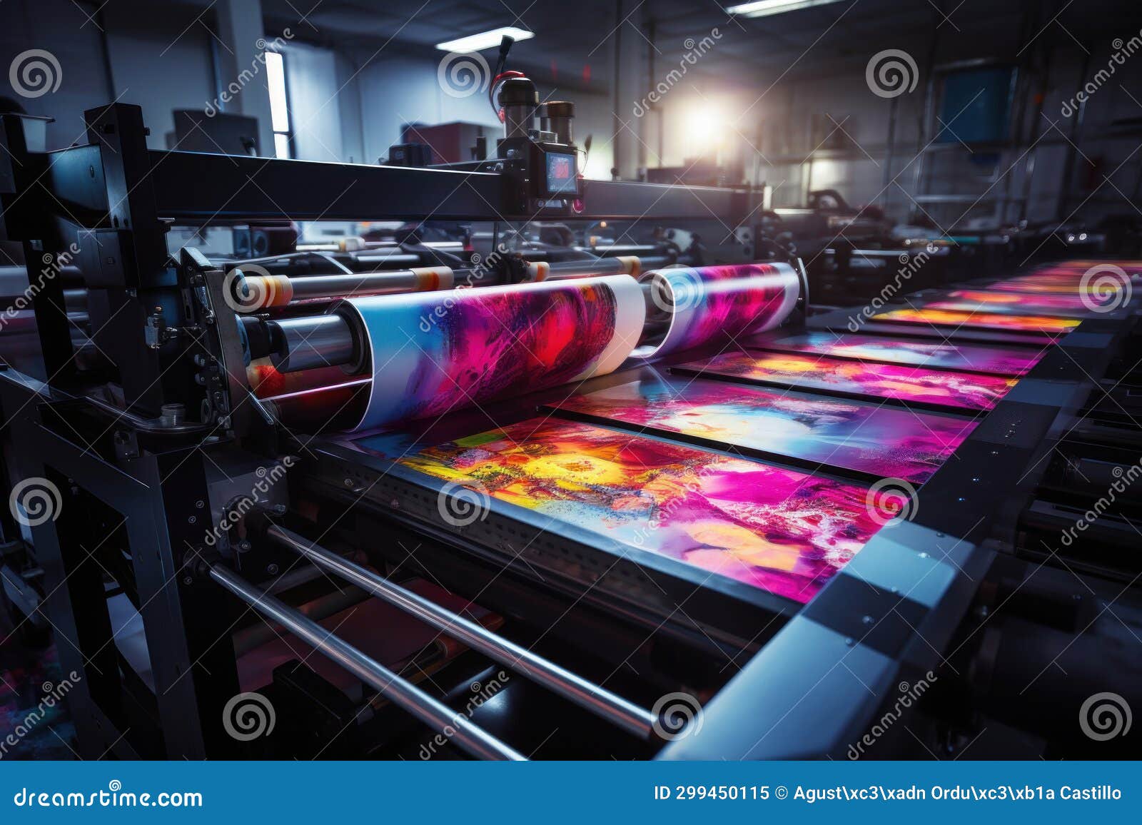 Modern Printing Press with Color Printing. Stock Illustration ...