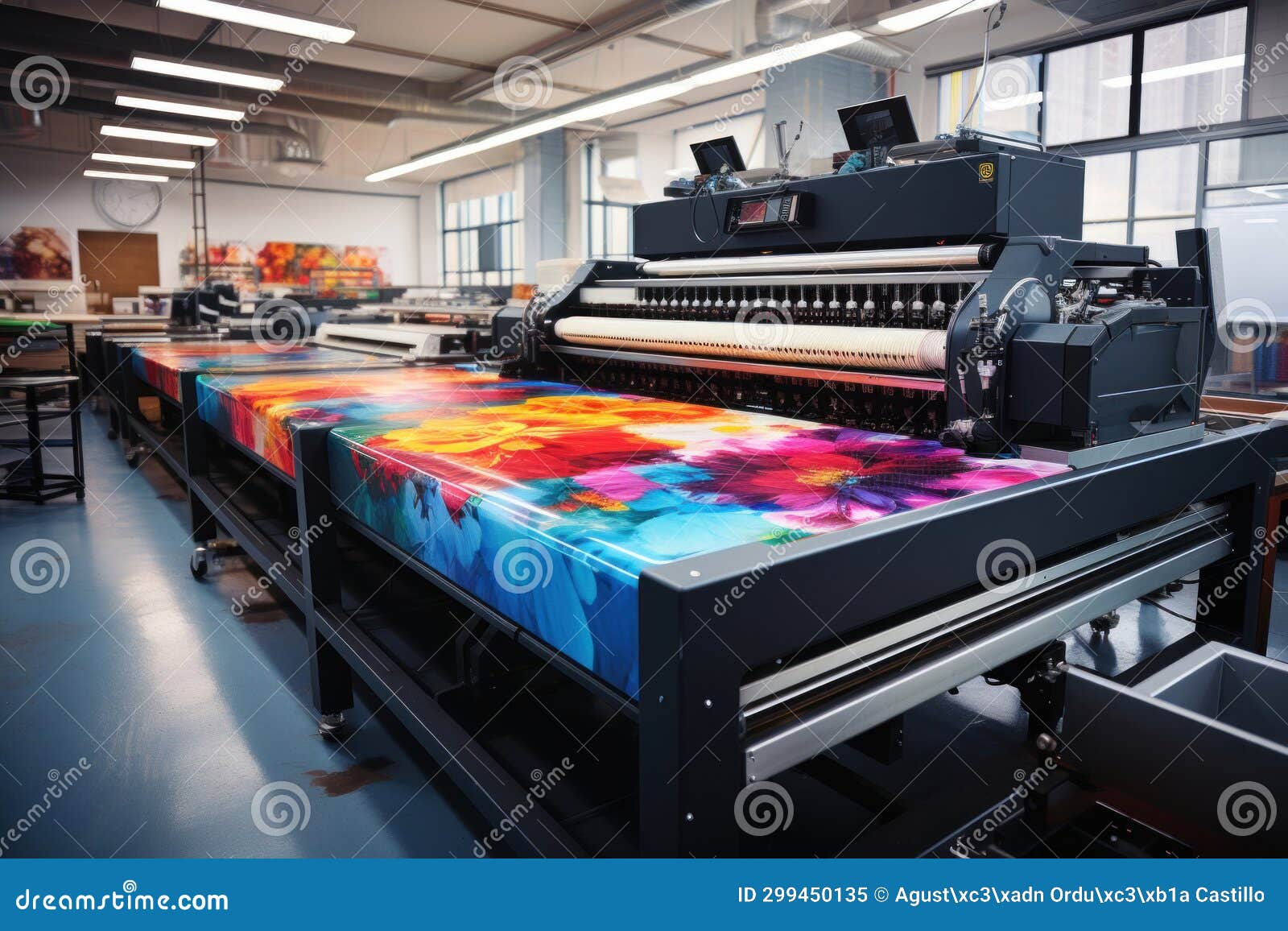 Modern Printing Press with Color Printing. Stock Illustration ...