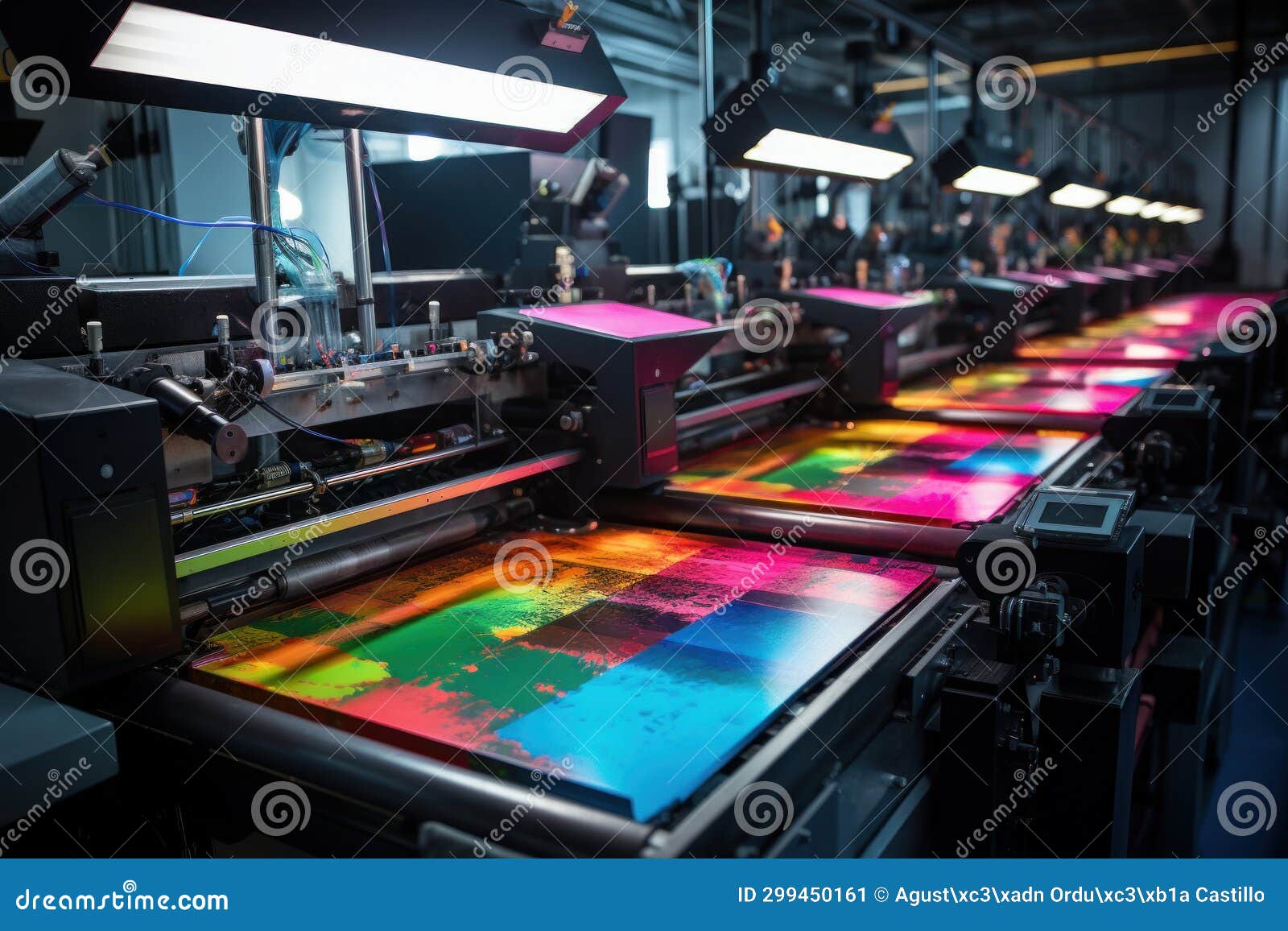 Modern Printing Press with Color Printing. Stock Illustration ...