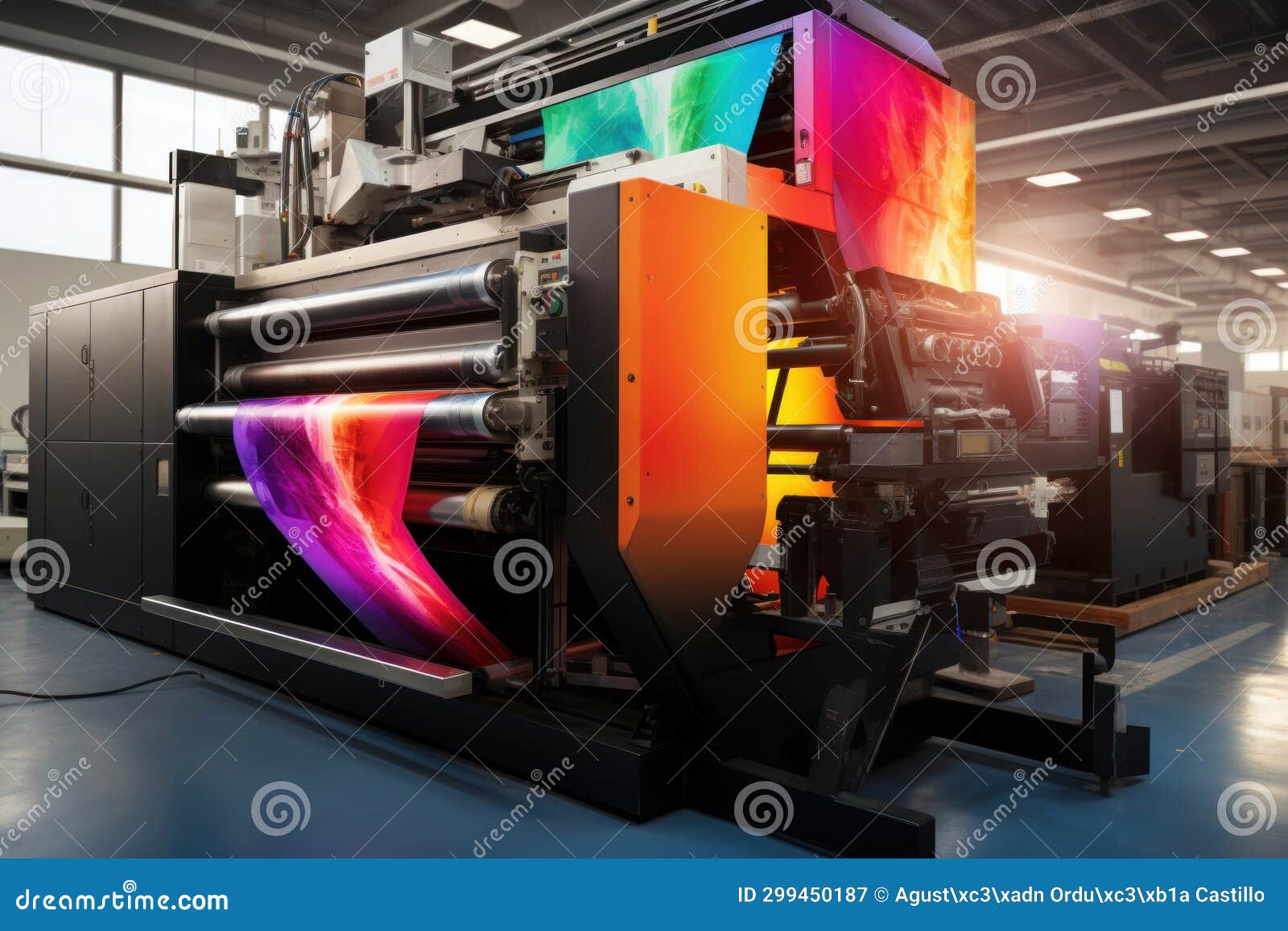 Modern Printing Press with Color Printing. Stock Illustration ...