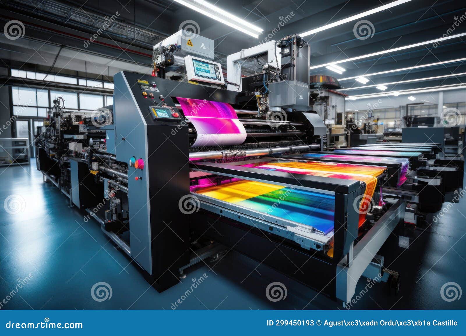 Modern Printing Press with Color Printing. Stock Illustration ...