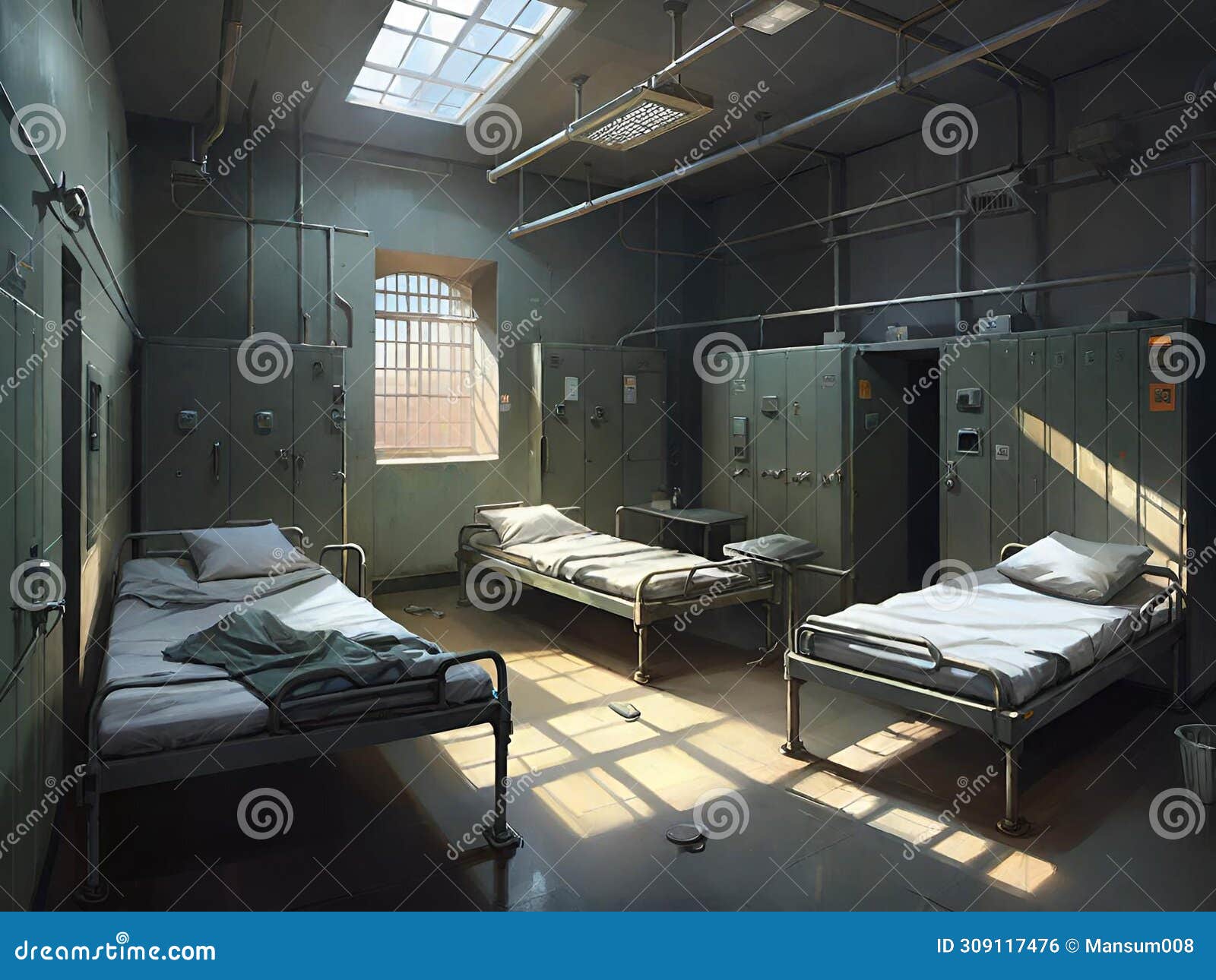 Modern Prison Interior with Empty Room. Empty Prison Interior Stock ...