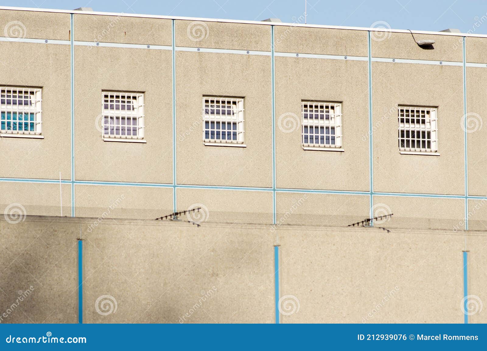 Modern prison windows stock photo. Image of security - 212939076