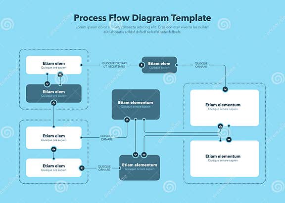 Modern Process Flow Diagram Layout Template - Blue Version Stock Vector ...