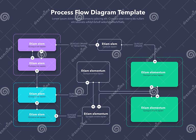 Modern Process Flow Diagram Layout Template - Dark Version Stock Vector ...