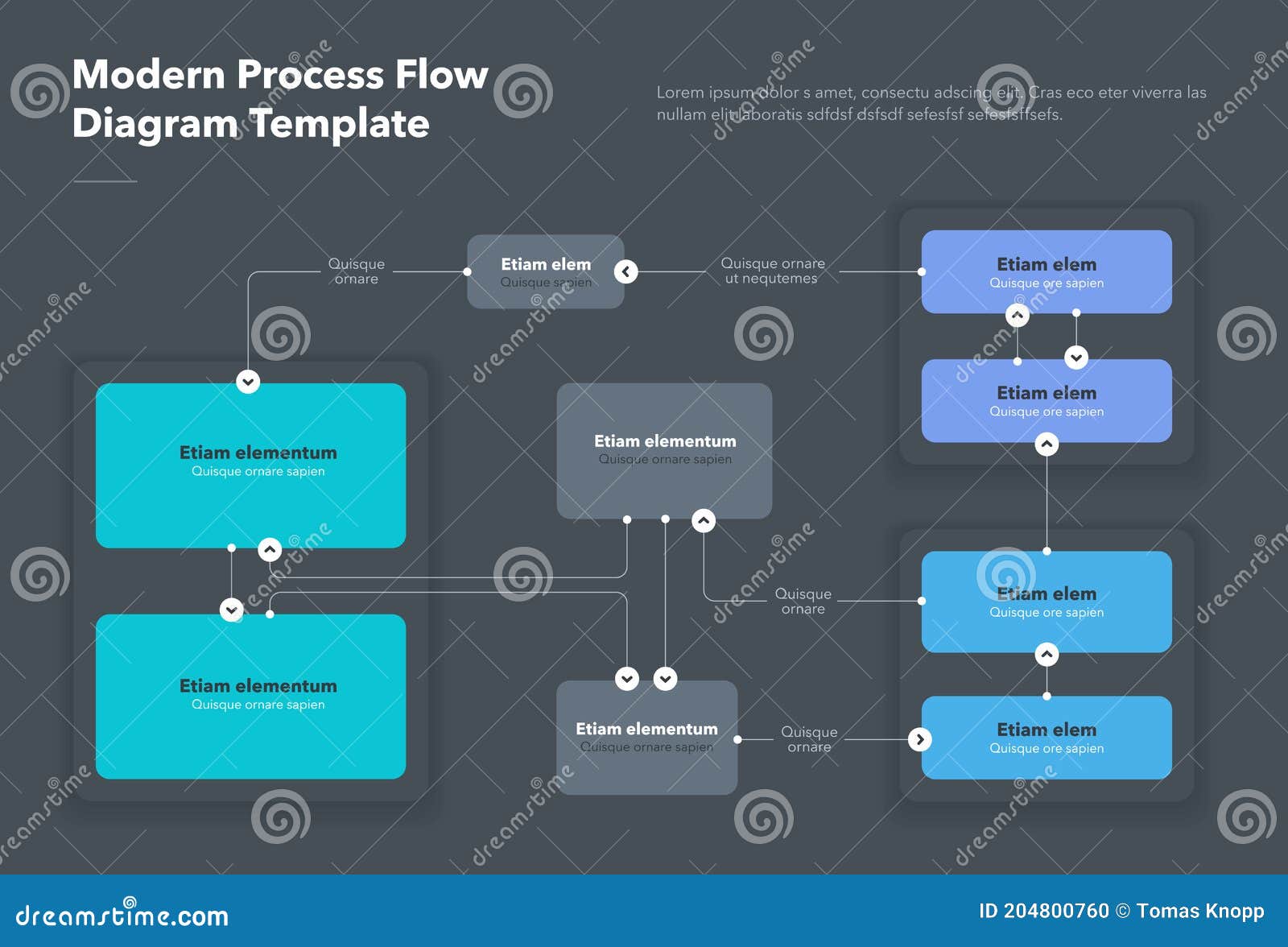 Modern Process Flow Diagram Template - Dark Version Stock Vector ... Modern Process Flow Diagram Template - Dark Version Stock Vector ...