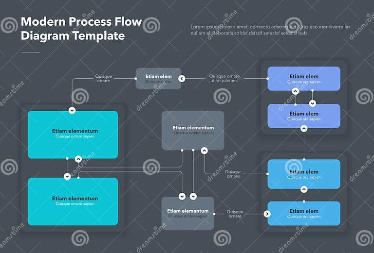 Modern Process Flow Diagram Template - Dark Version Stock Vector ...